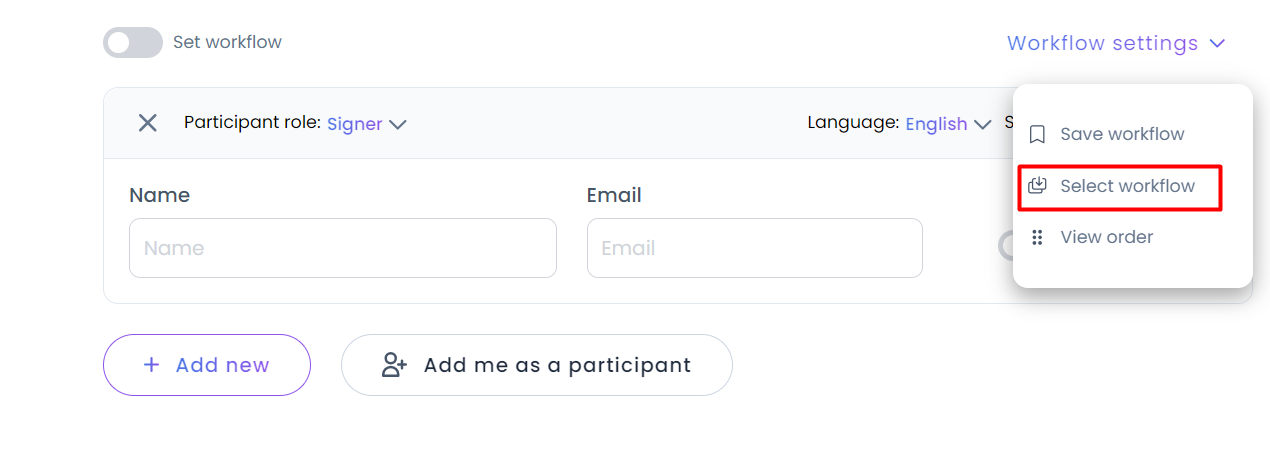 How to use saved workflows in future signature requests